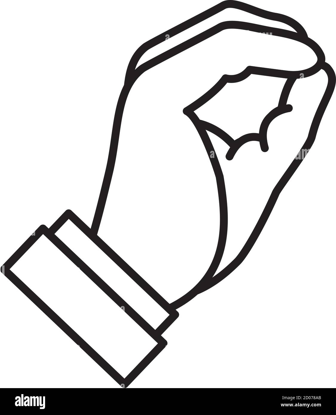 Hand gesture showing O letter over white background, line style, vector ...