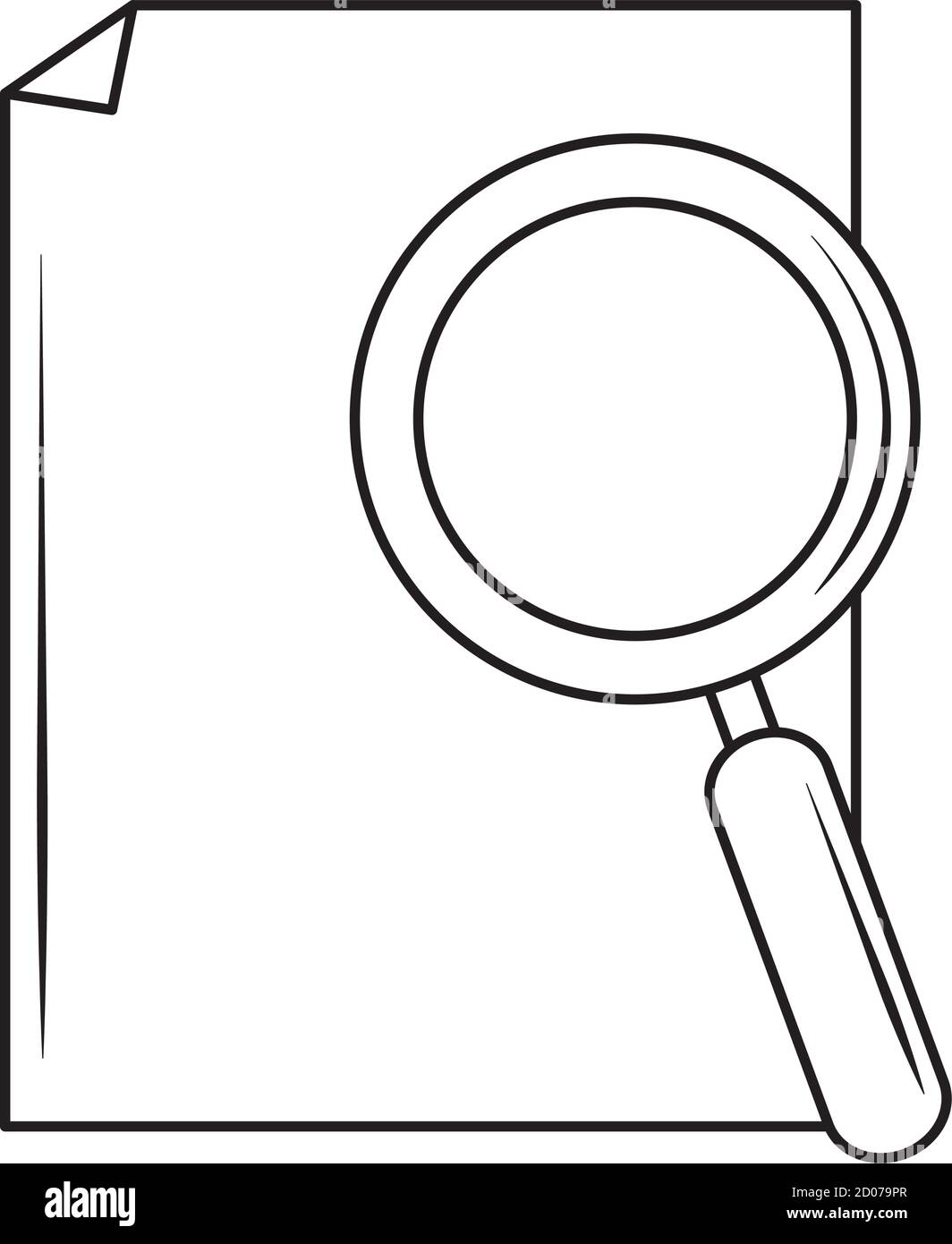 search icon, document data network magnifier vector illustration line ...