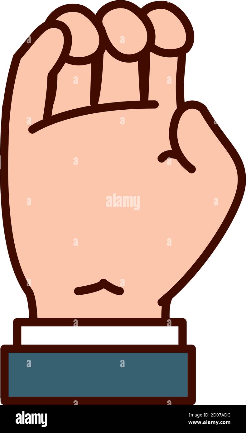 Hand gesture showing letter E on Sign Language over white background ...