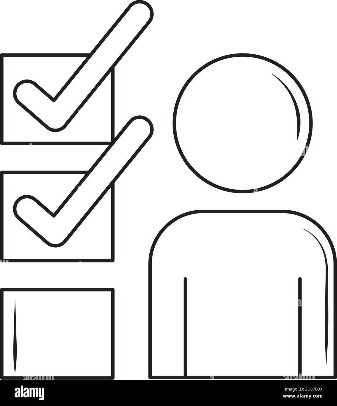 avatar check mark recruitment work concept line style vector ...