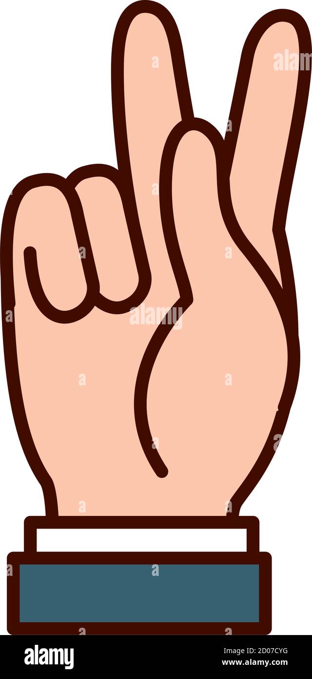 Hand gesture showing letter K on Sign Language over white background ...