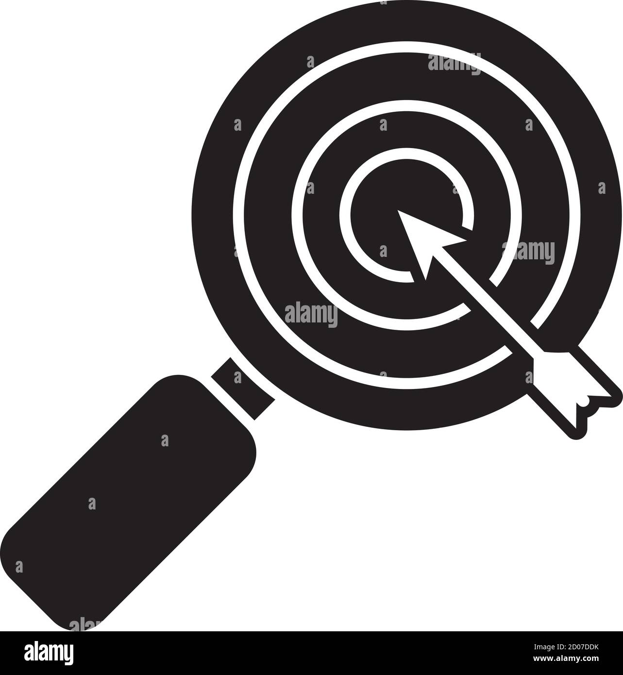 target magnifying glass over white background, silhouette style, vector ...