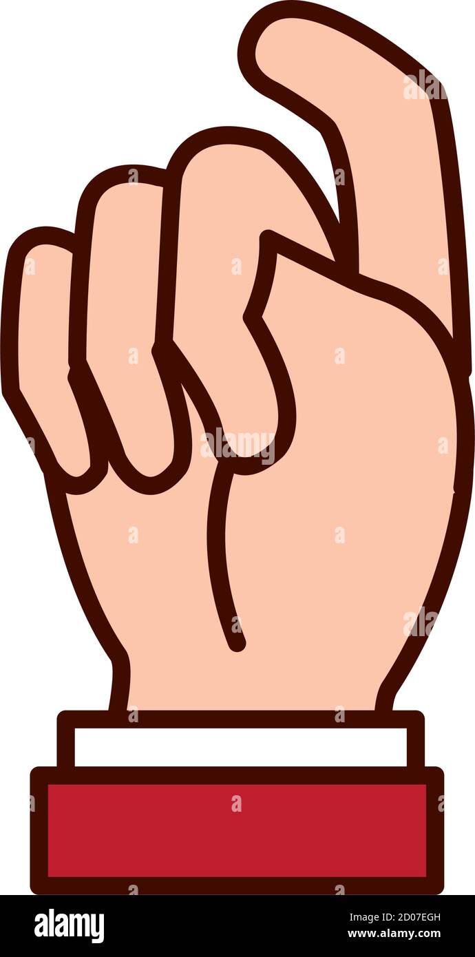 Hand gesture showing X letter over white background, line and fill ...