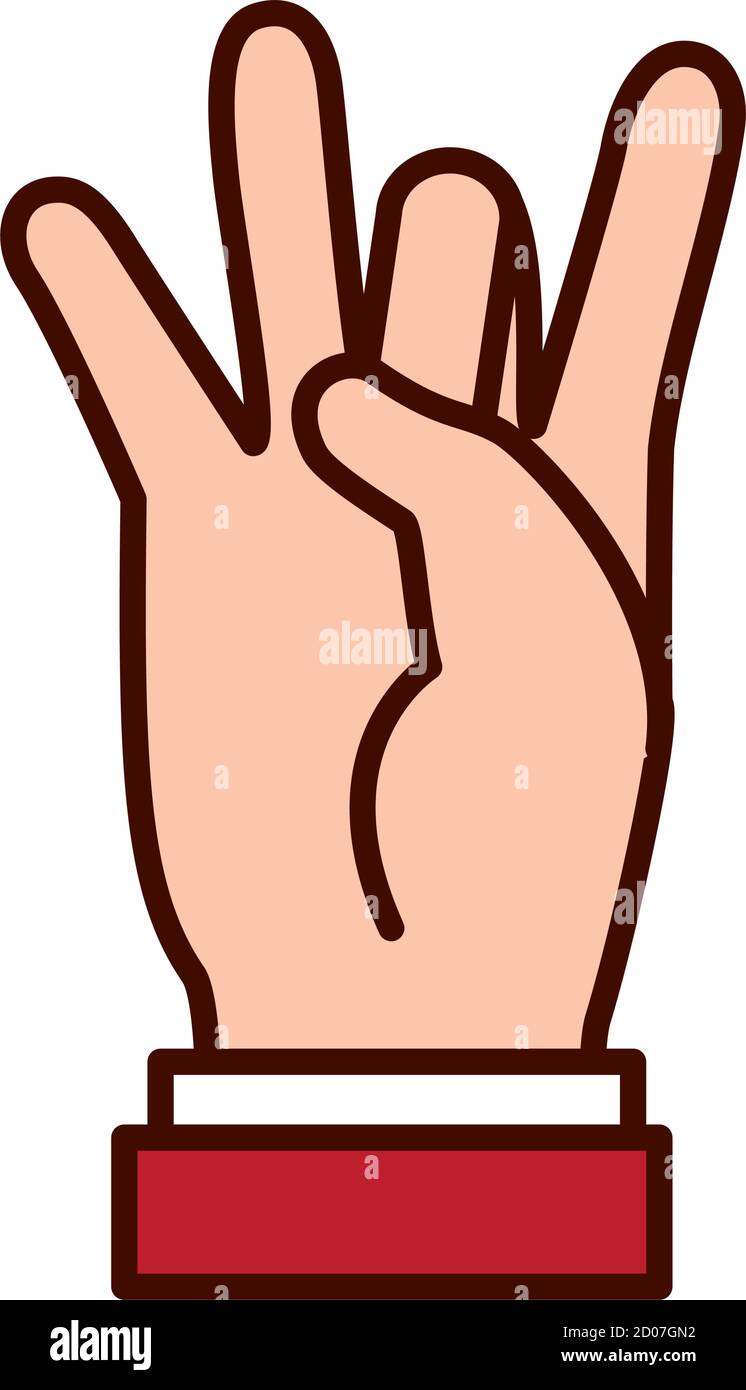 Hand gesture showing K letter over white background, line and fill ...