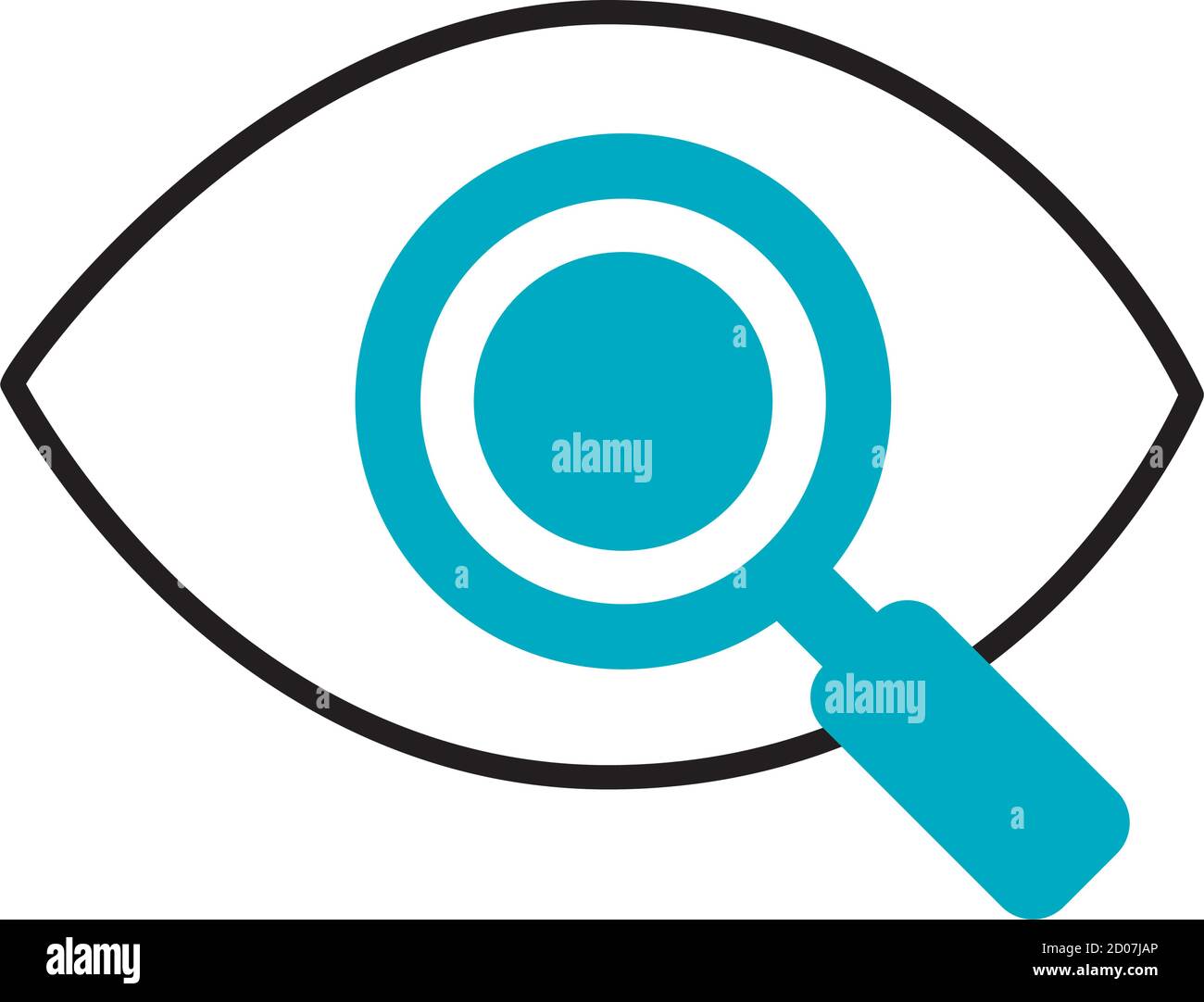 eye with magnifying glass icon over white background, half line half ...