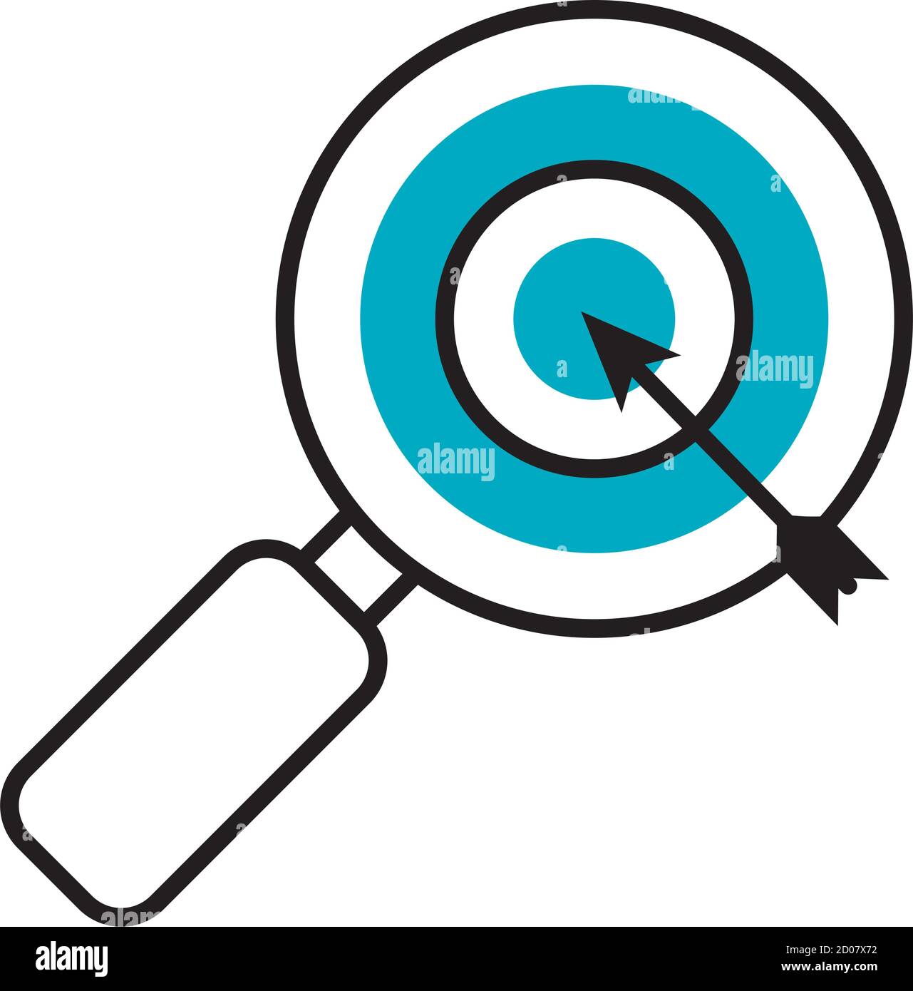 target magnifying glass over white background, half line half color ...