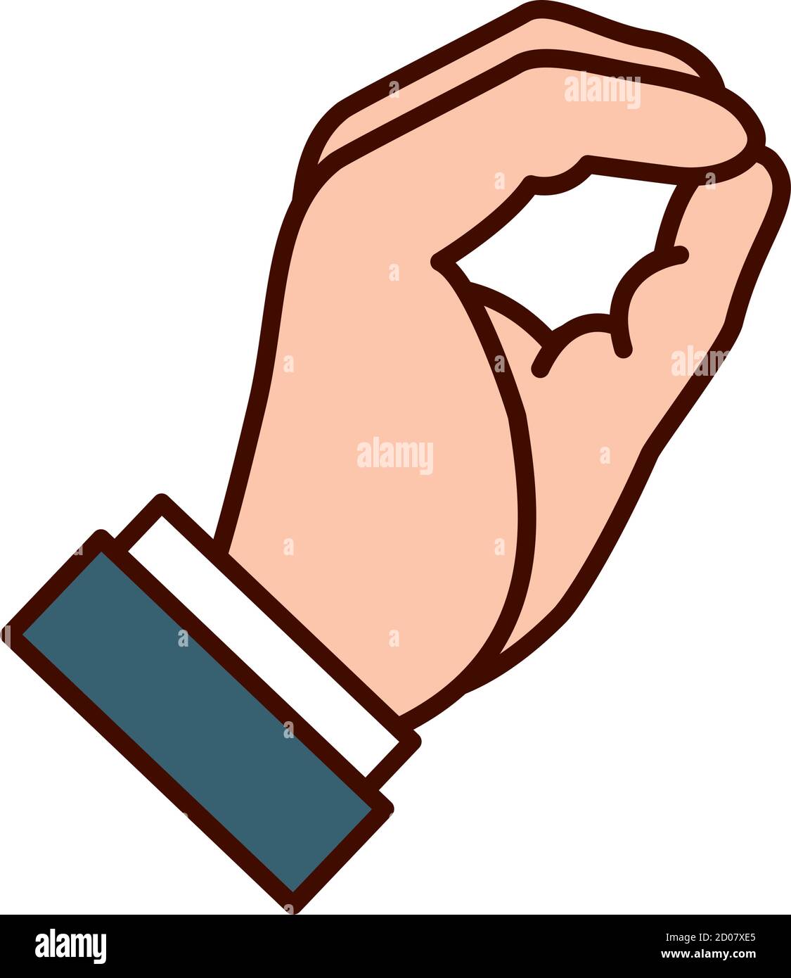 Hand gesture showing O letter over white background, line and fill ...