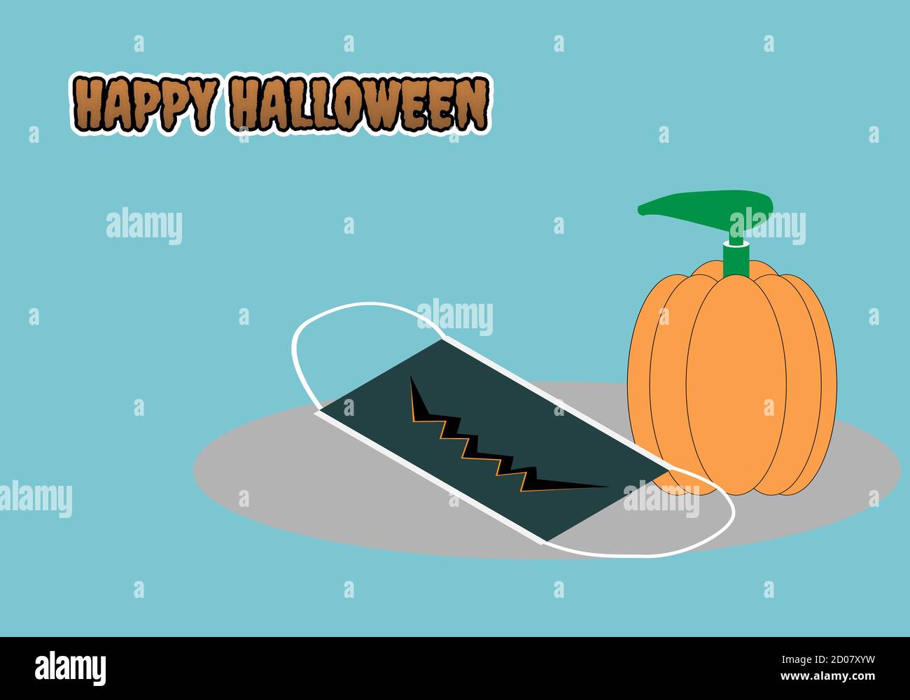 Concepts of happy halloween and new normal. Vector illustration of ...