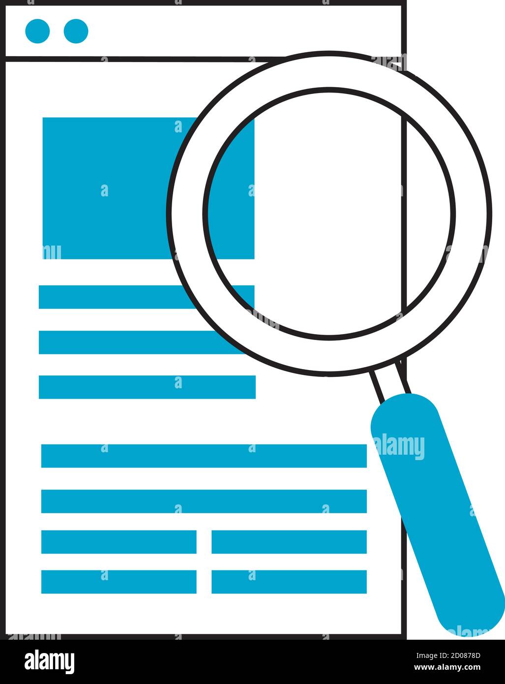 search icon, report document website magnifier vector illustration blue ...
