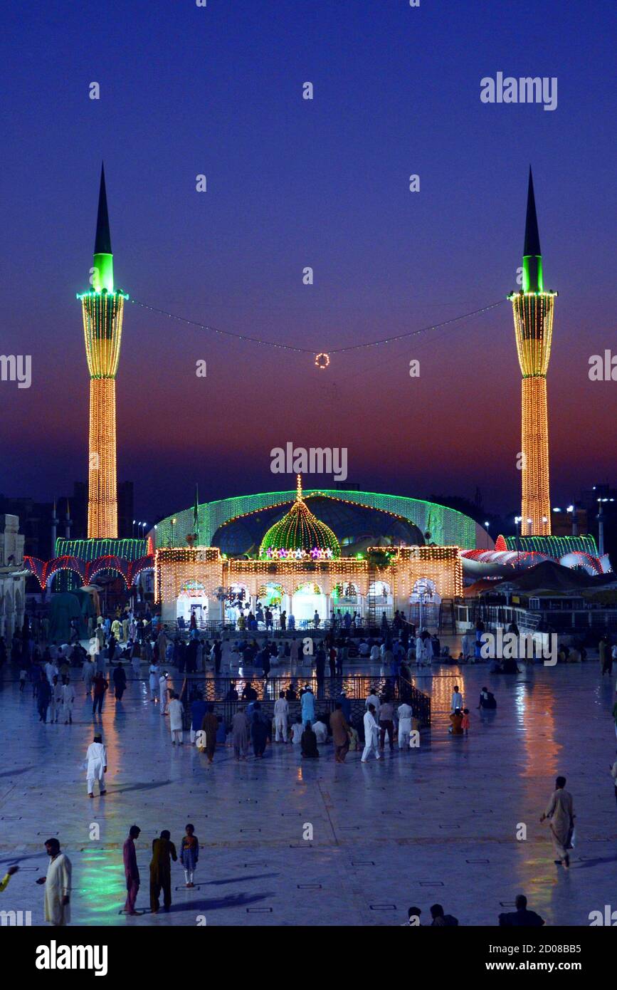 A stunning view of illuminated shrine of Sufi Saint Syed Ali bin Osman ...