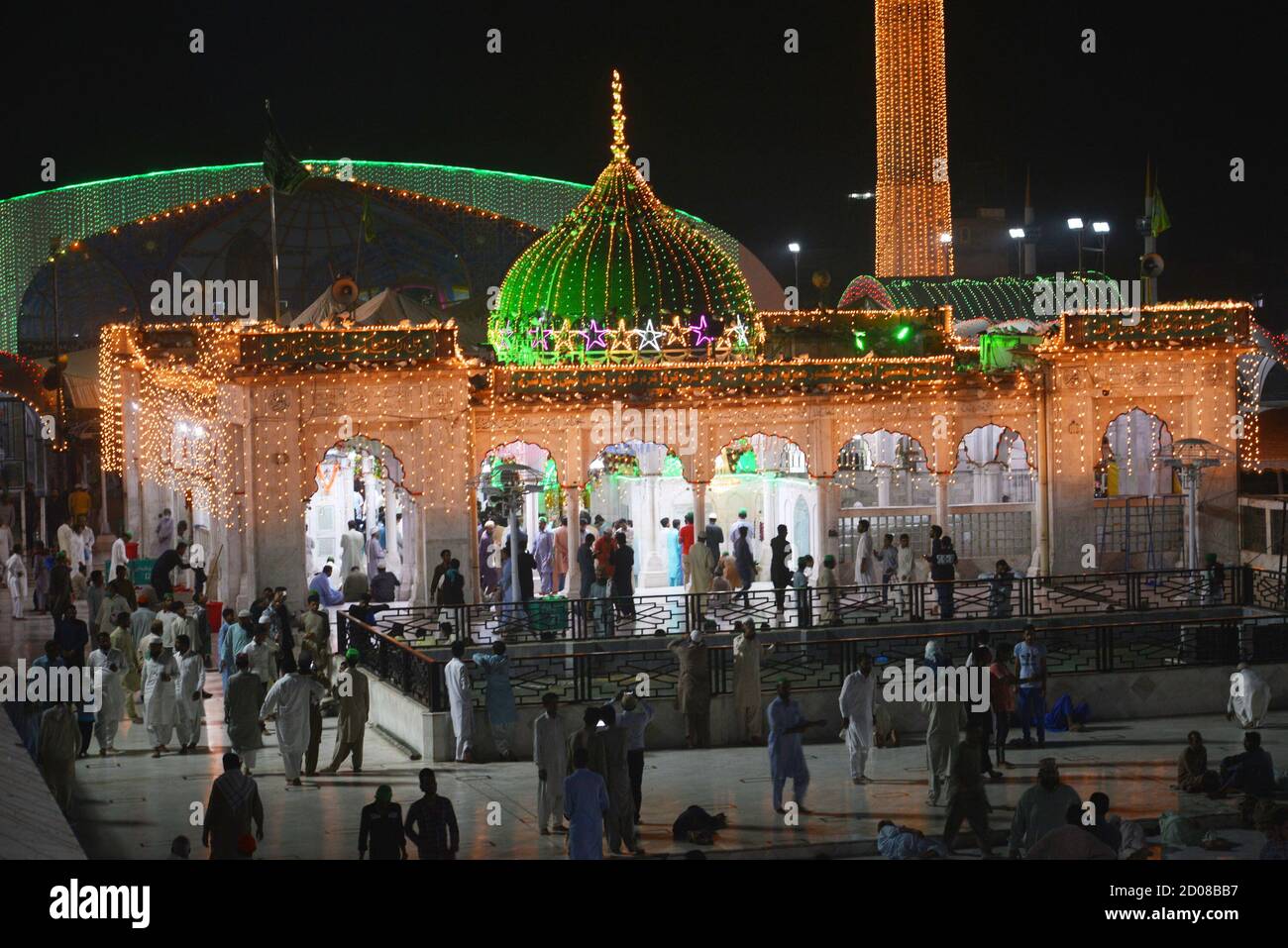 A stunning view of illuminated shrine of Sufi Saint Syed Ali bin Osman ...