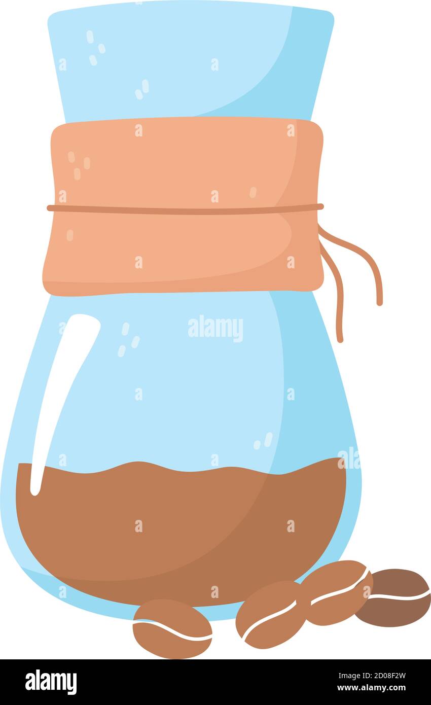 coffee brewing methods, chemex coffee with a grains vector illustration ...