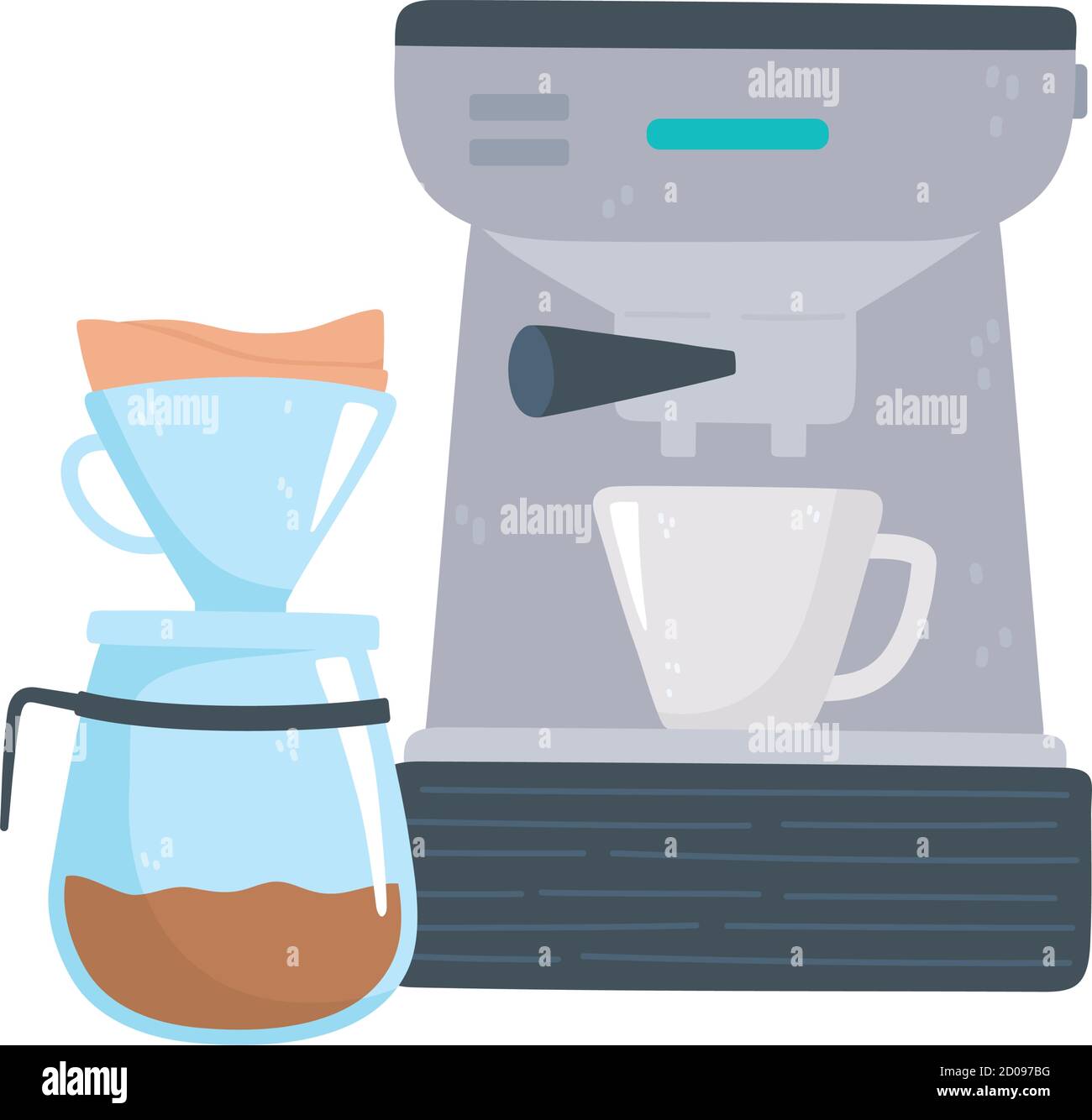 coffee brewing methods, espresso machine and drip vector illustration ...