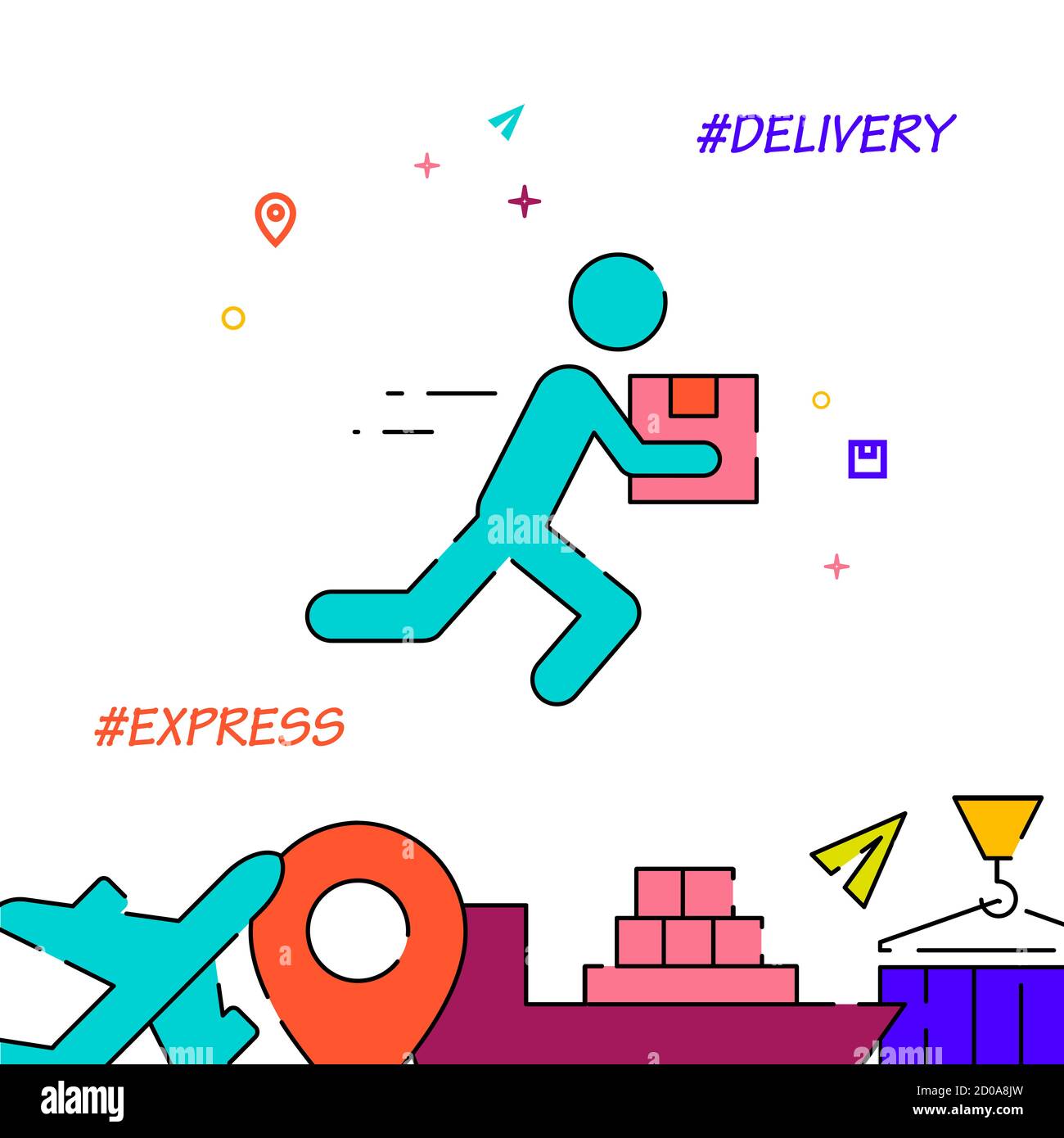 Express delivery service filled line icon, simple illustration, cargo ...