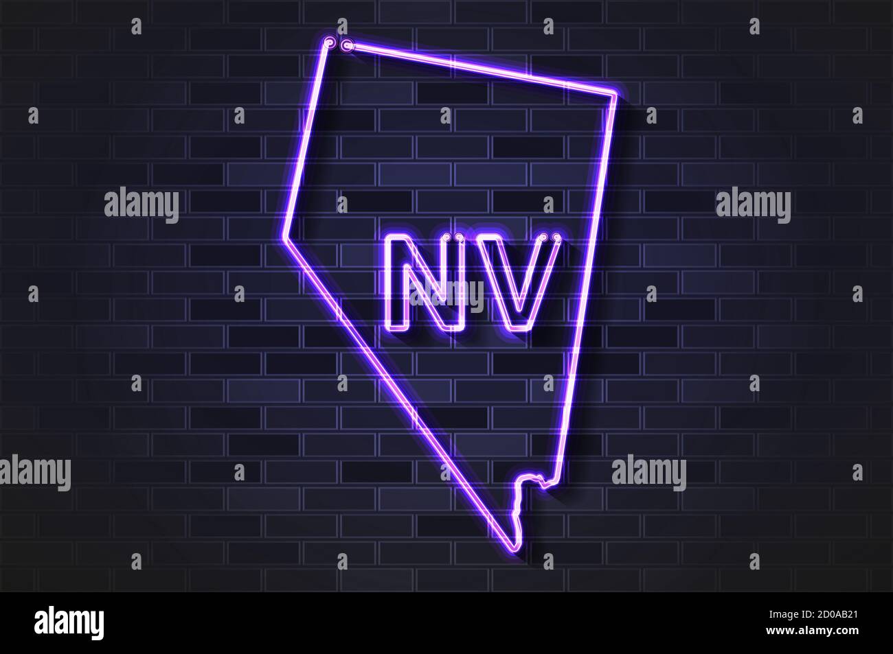Nevada map glowing neon lamp or glass tube. Realistic illustration ...