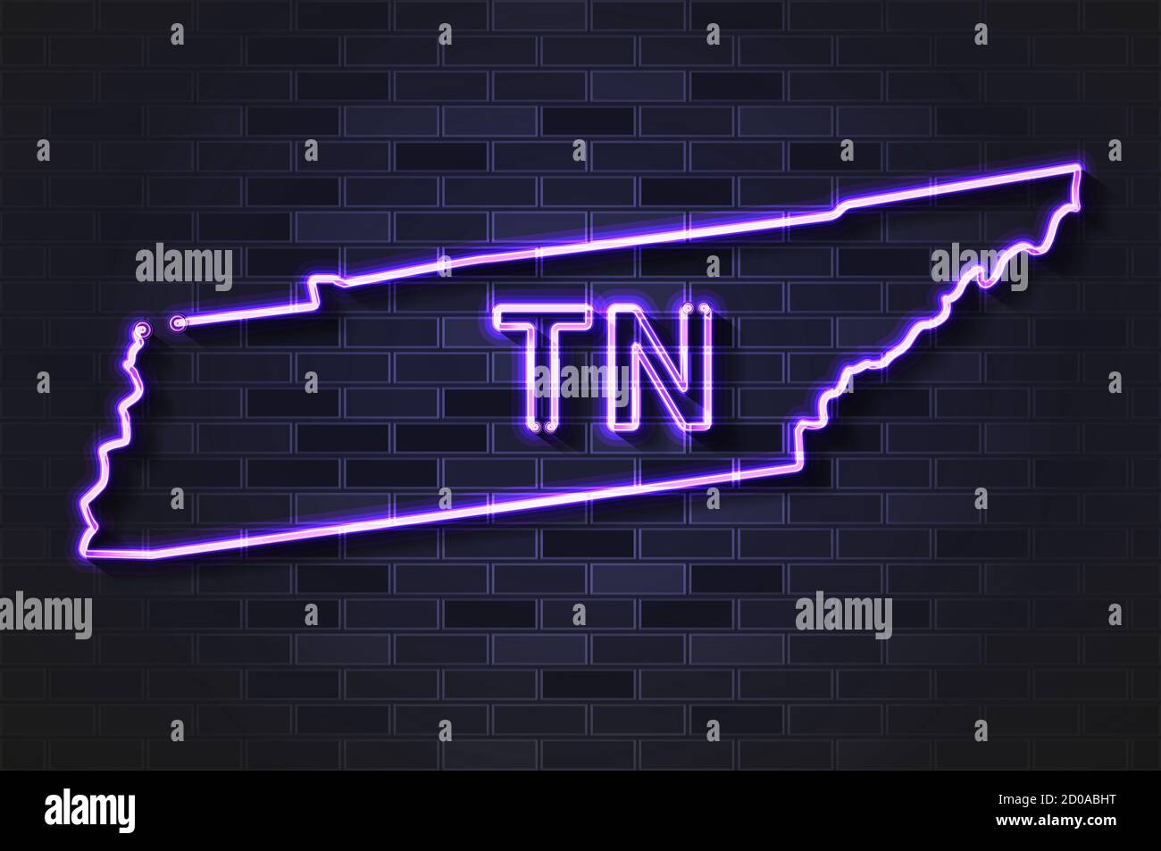 Tennessee map glowing neon lamp or glass tube. Realistic illustration ...