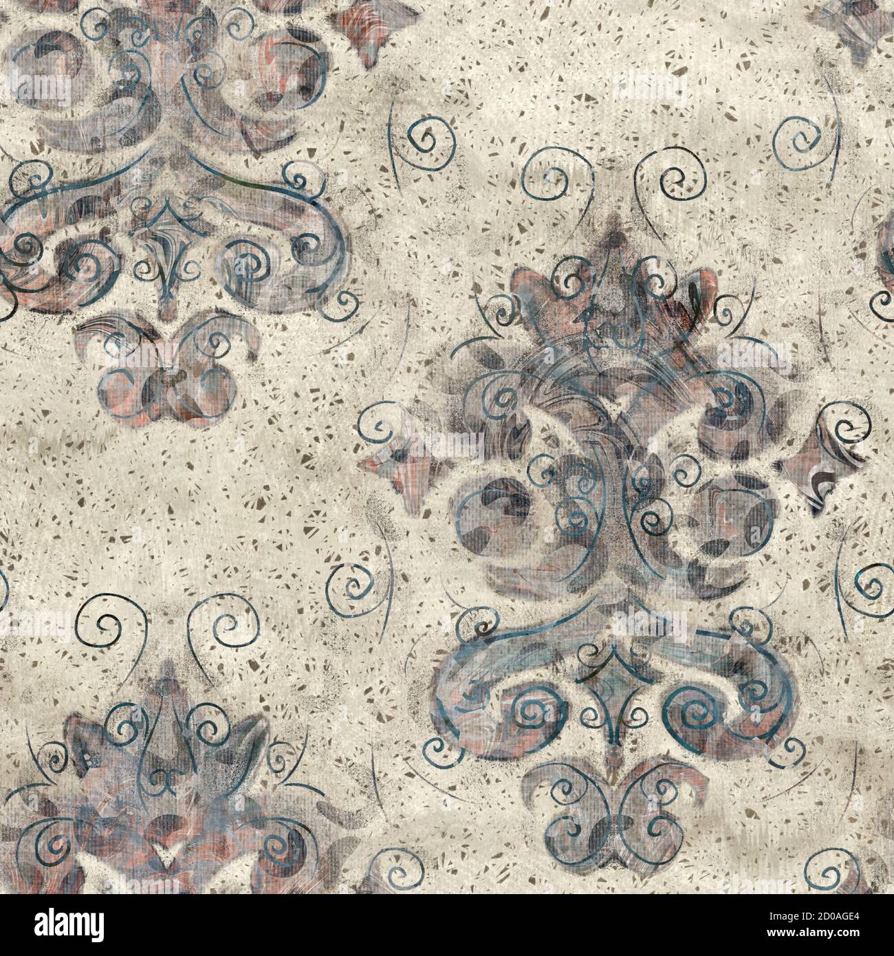 Chic formal grungy damask texture seamless pattern Stock Photo - Alamy