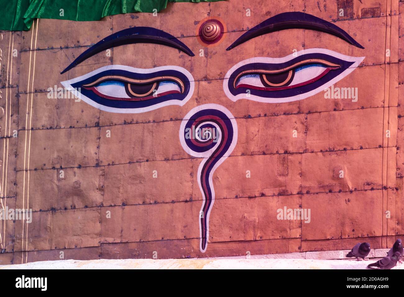 Wisdom eyes of Buddha at Swayambhunath, Kathmandu, Nepal, which is one ...