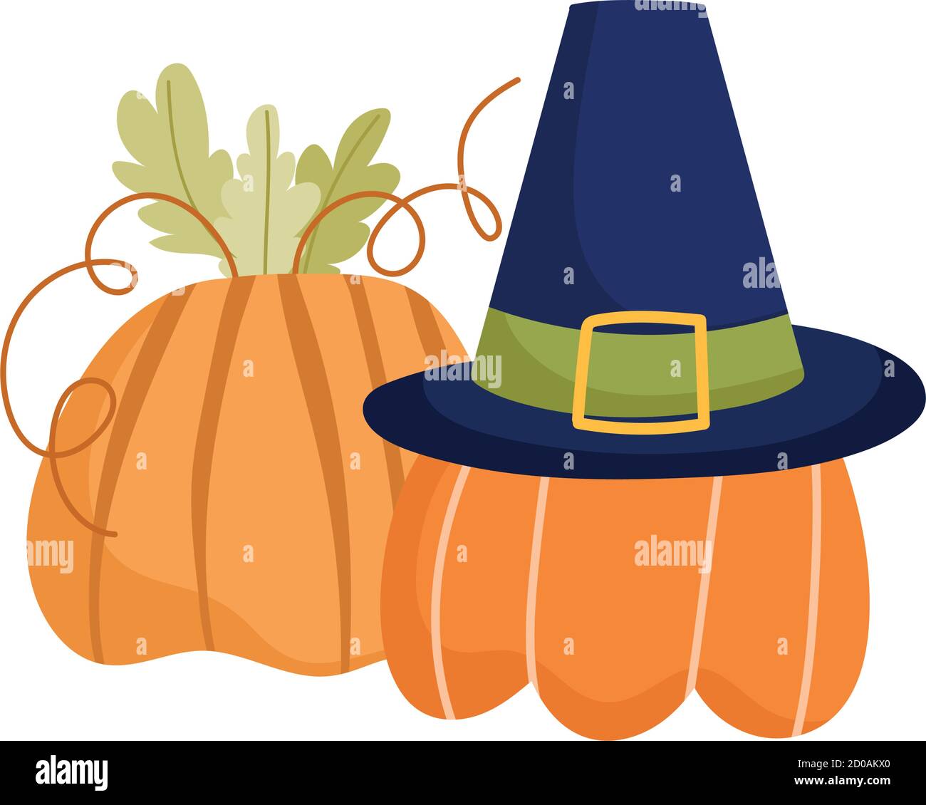 happy thanksgiving day, pilgrim hat and pumpkins celebration vector ...