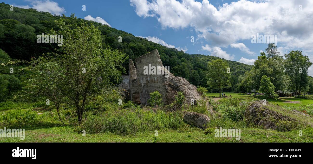 The broken remains of the Austin Dam failure in Austin, Pennsylvania ...