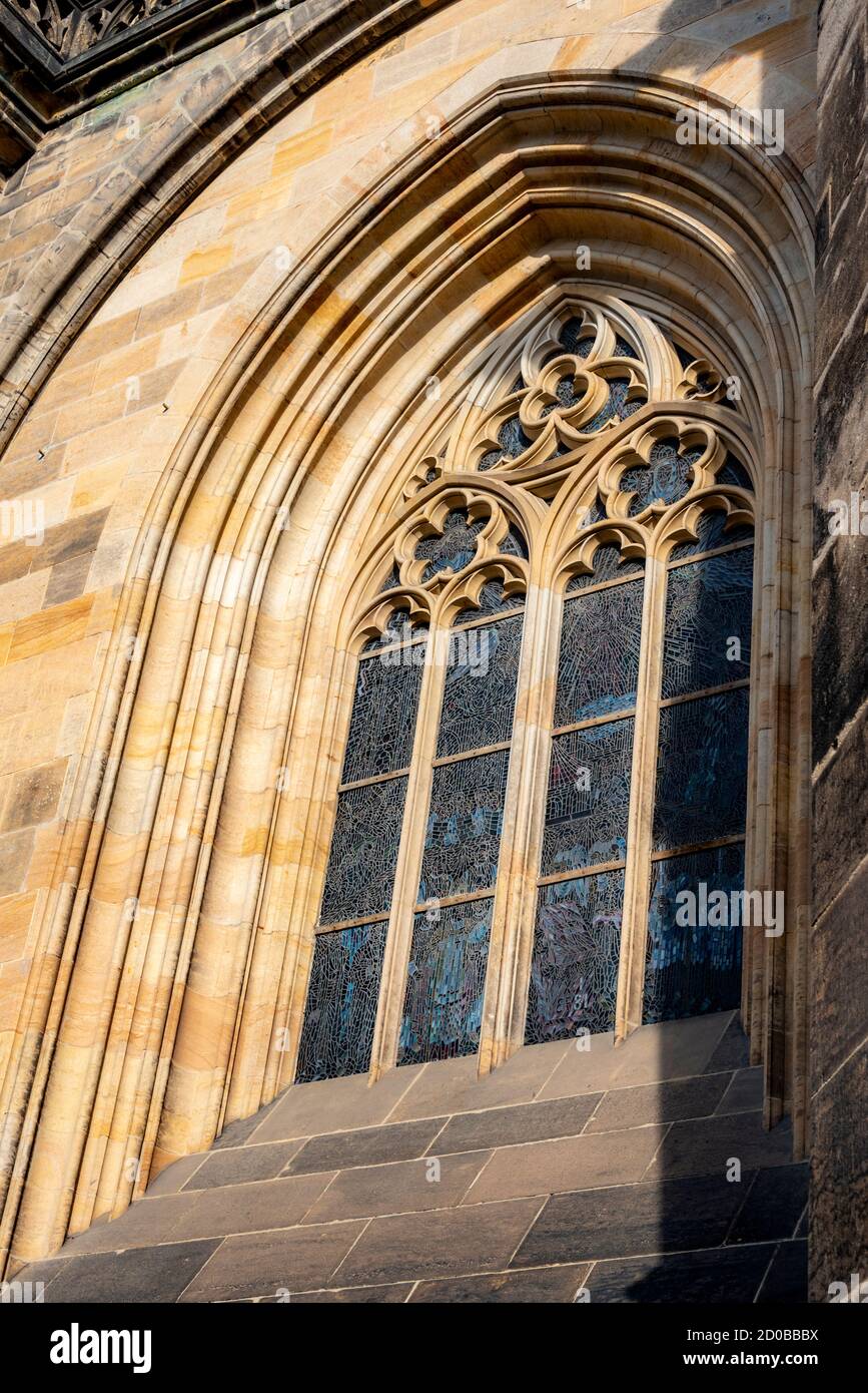 Gothic Window of St. Vitus Cathedral in Prague, Czech Republic Stock ...