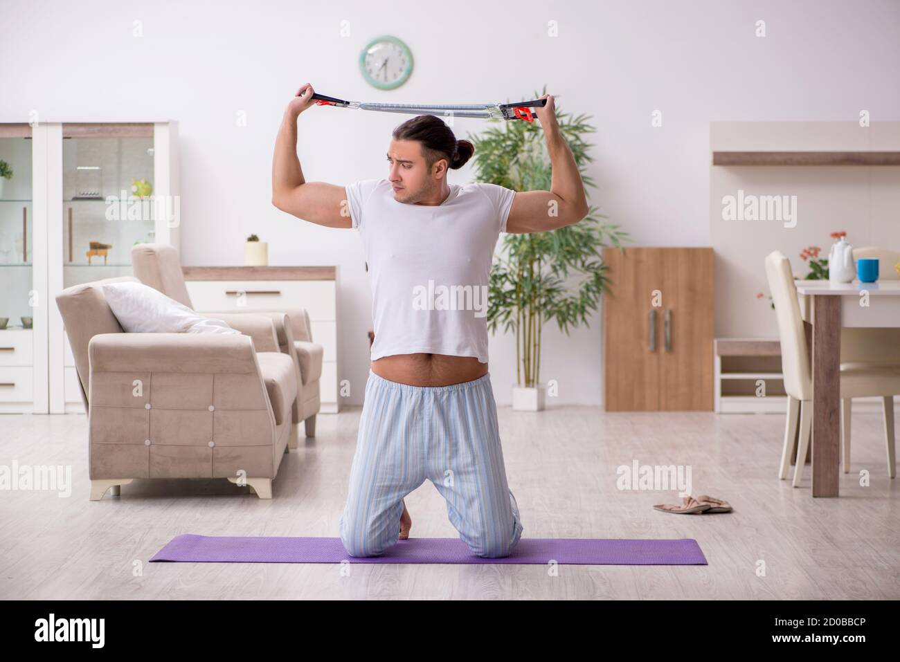 Man starting day with morning exercises Stock Photo - Alamy