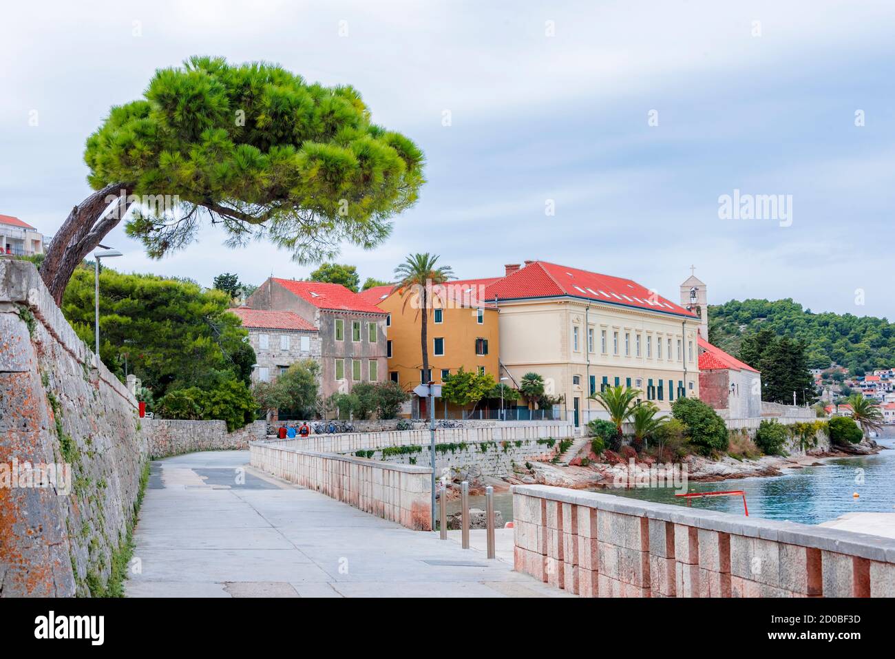 Coastal street on the island of Vis in the Mediterranean sea Stock ...