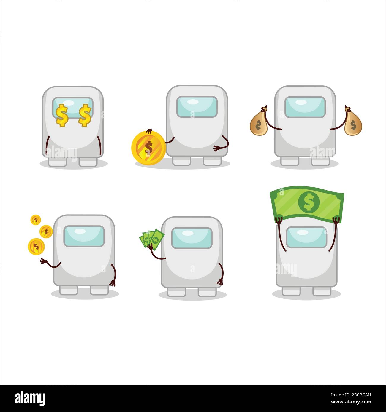 Among us white cartoon character with cute emoticon bring money Stock ...