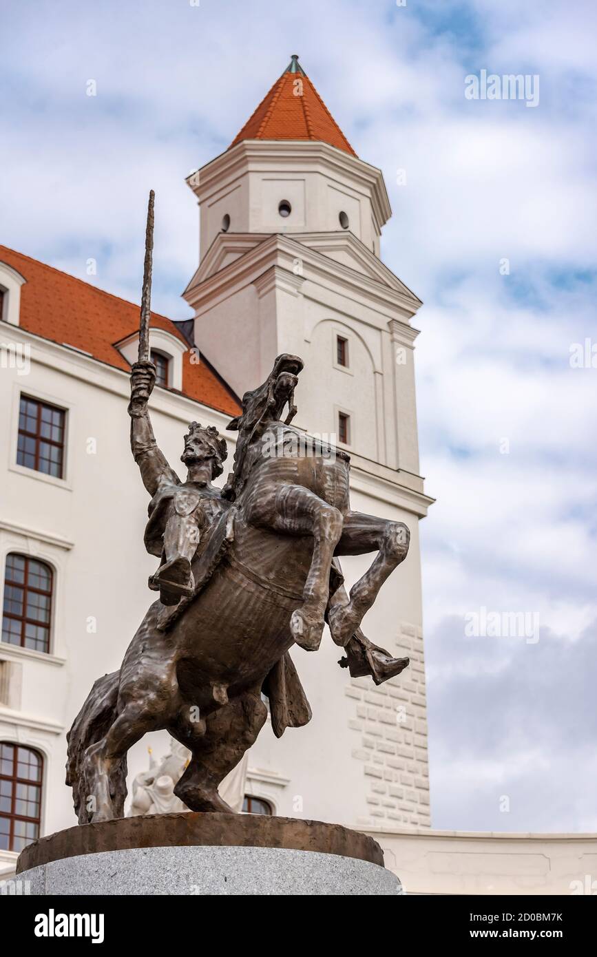 BRATISLAVA, SLOVAKIA - 10 OCTOBER. 2016: Equestrian statue of King ...