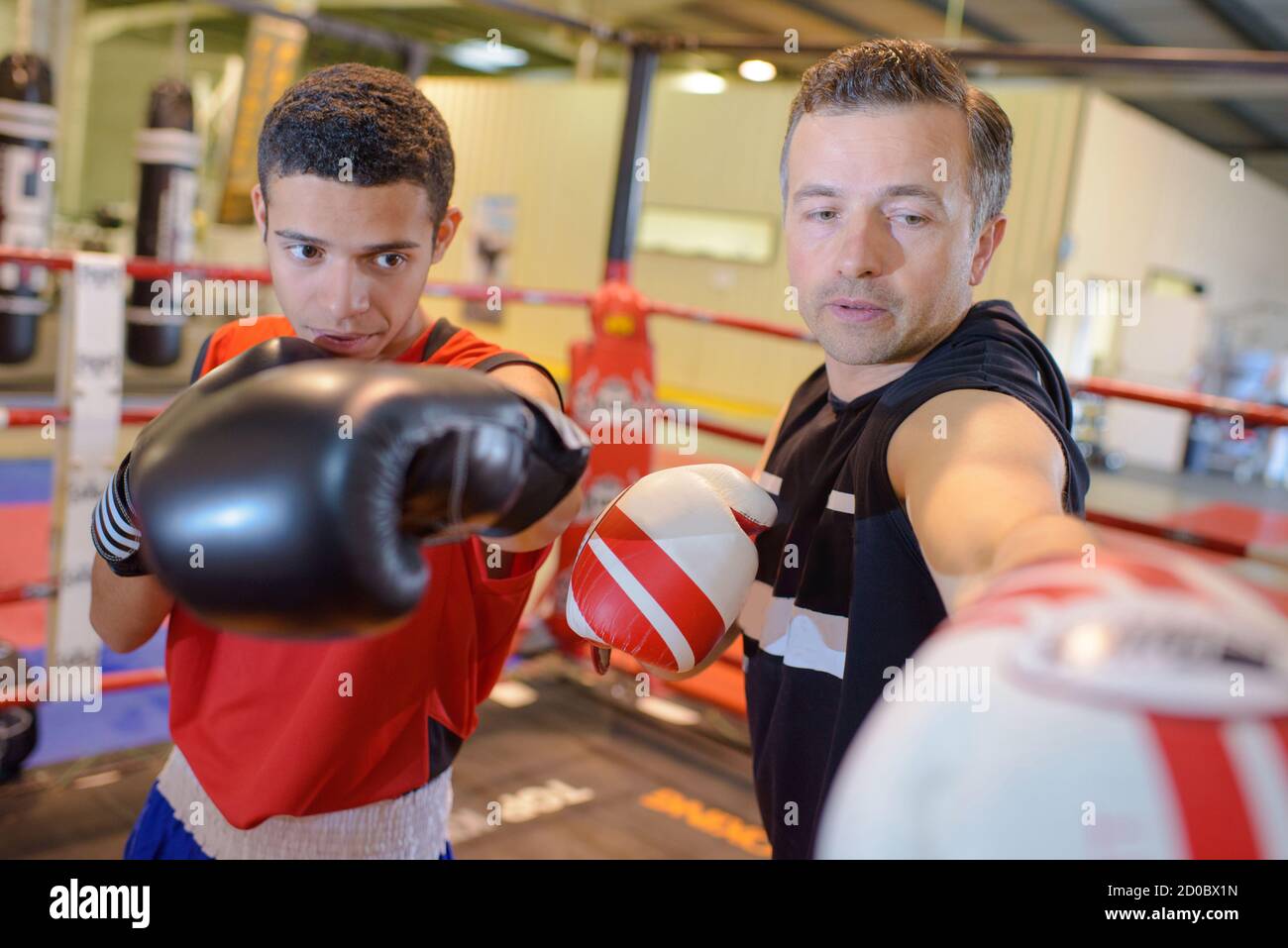 Man training in boxing ring Stock Photo - Alamy