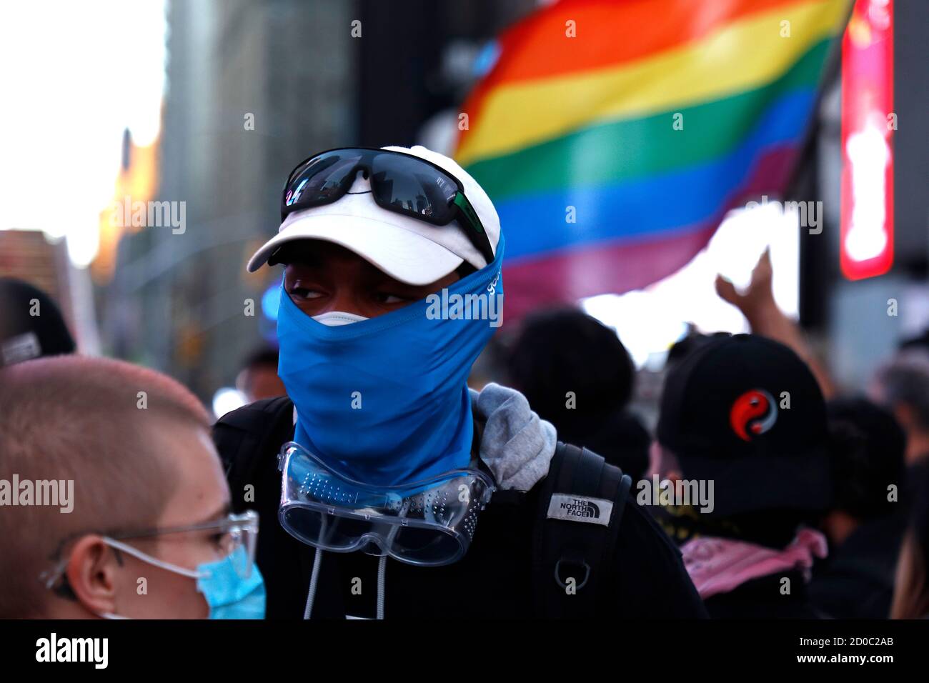 New York City, USA. 02nd Oct, 2020. Demonstrators gather in Times ...