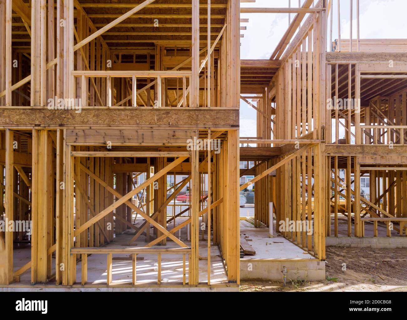 New construction of beam construction house framed the ground up ...
