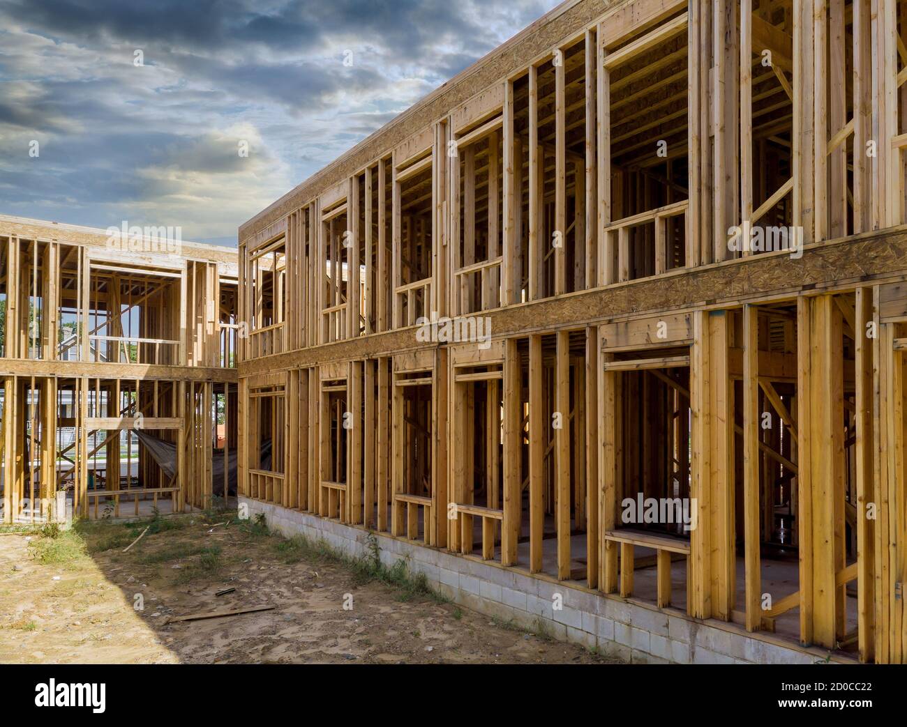 Building of New Home Construction exterior wood frame and beam ...