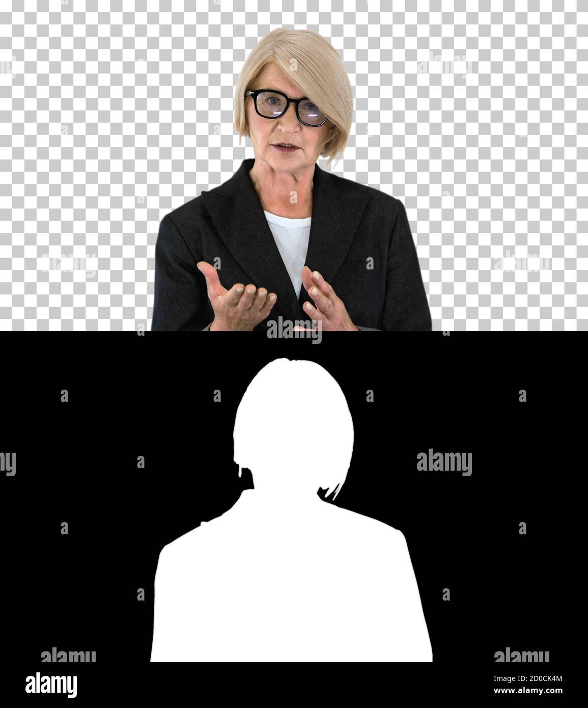 Senior businesswoman executive teacher looking at camera talking Stock ...