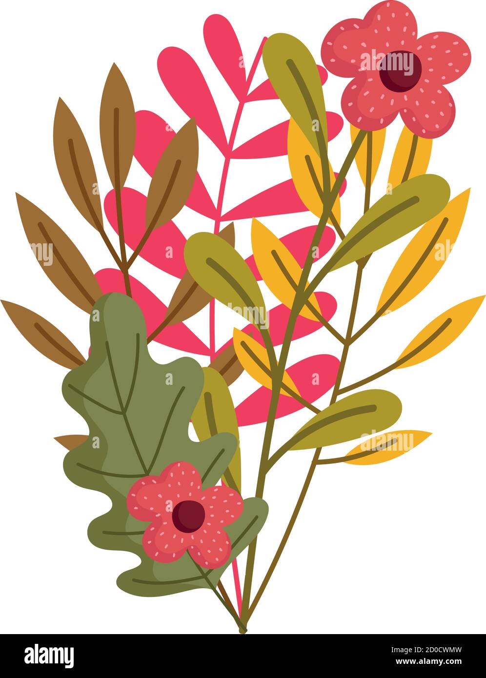 branch leaf flowers decoration isolated icon design vector illustration ...