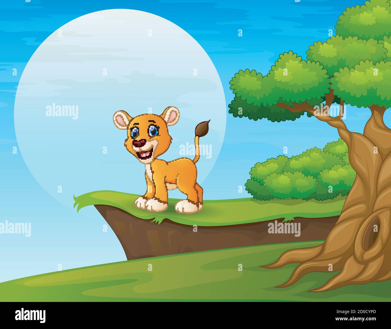 Cartoon lion near the cliff Stock Vector Image & Art - Alamy