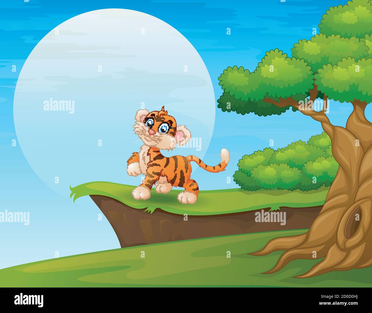 Cartoon tiger smiling near the cliff Stock Vector Image & Art - Alamy