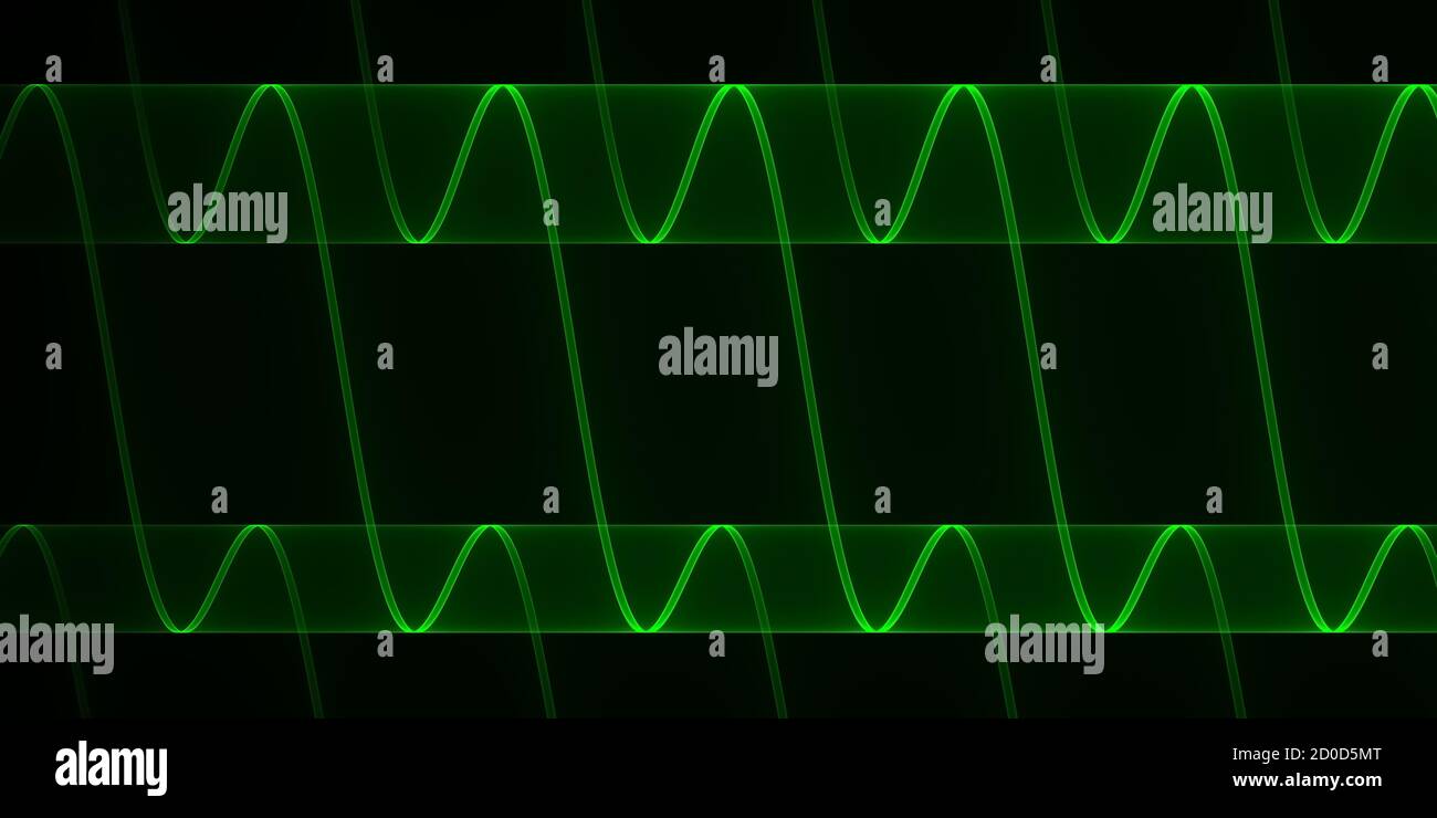 Abstract background - green signal oscilloscope on black background ...