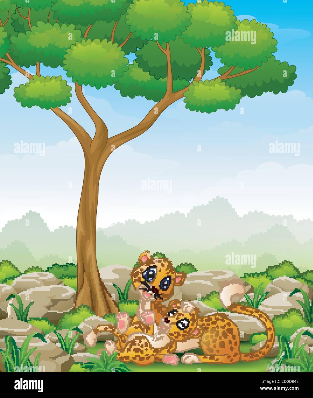 Cheetah cub in bush Stock Vector Images - Alamy