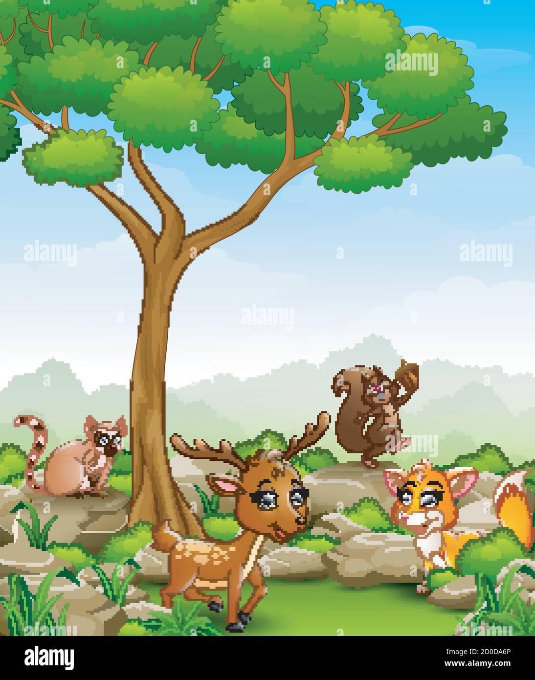 Wild animal cartoon in the jungle Stock Vector Image & Art - Alamy