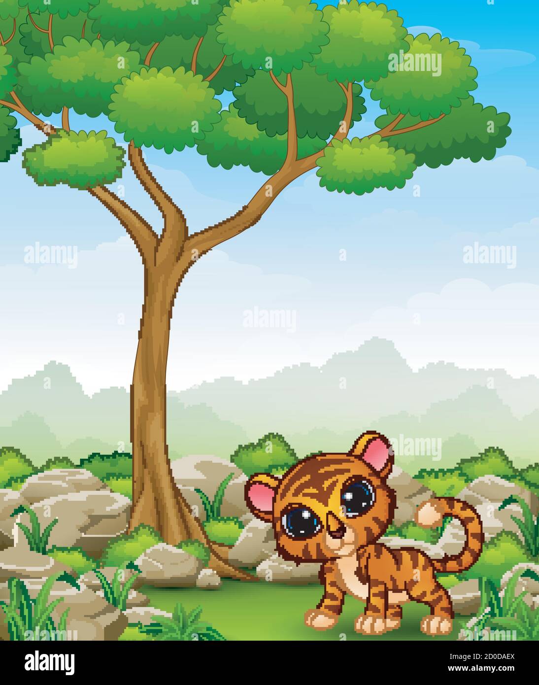 Cartoon baby tiger in the jungle Stock Vector Image & Art - Alamy