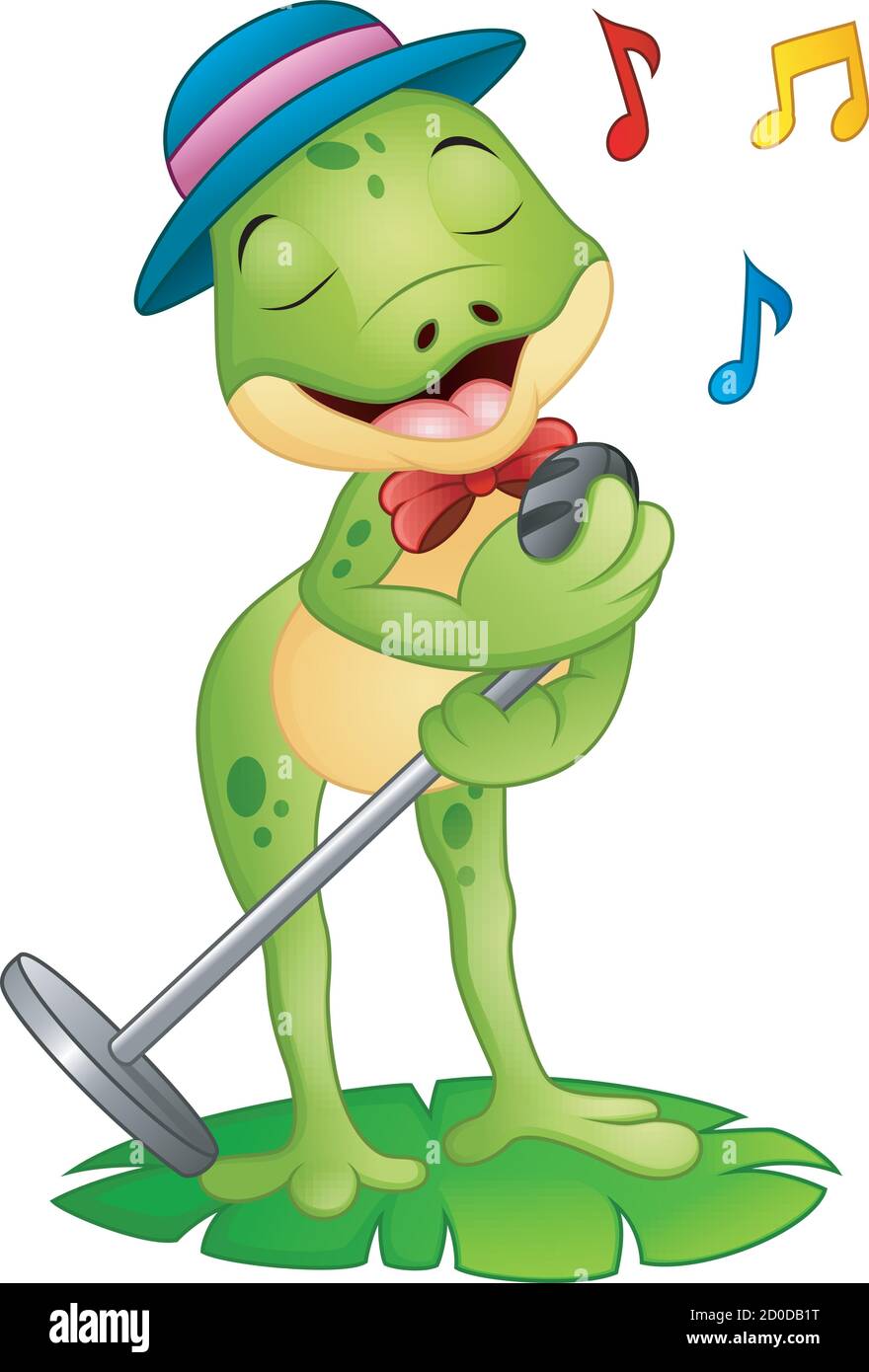 Cartoon illustration of frog singing on a leaf Stock Vector Image & Art ...