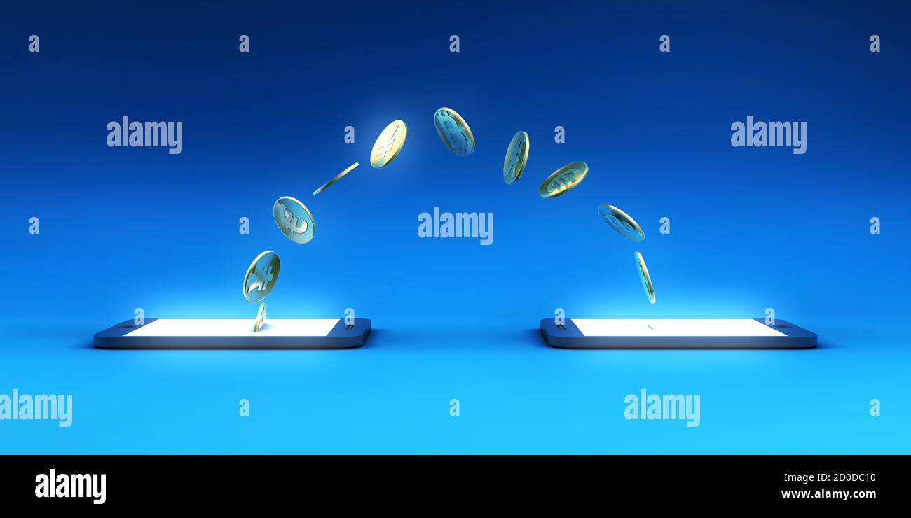 Digital Wallet with Smartphones Sending Receiving Money Stock Photo - Alamy