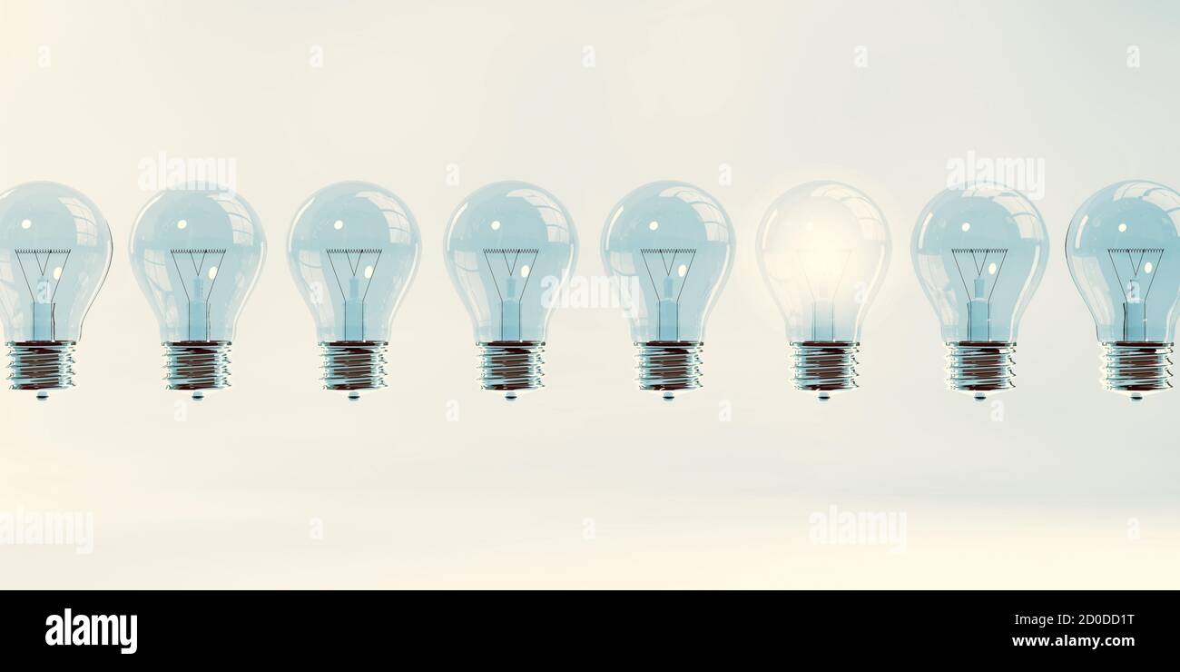 Glowing Light Bulb as a Business Idea Concept Stock Photo - Alamy
