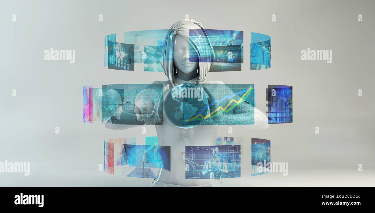 Technology Abstract Background with Woman Using Advanced Software Stock ...