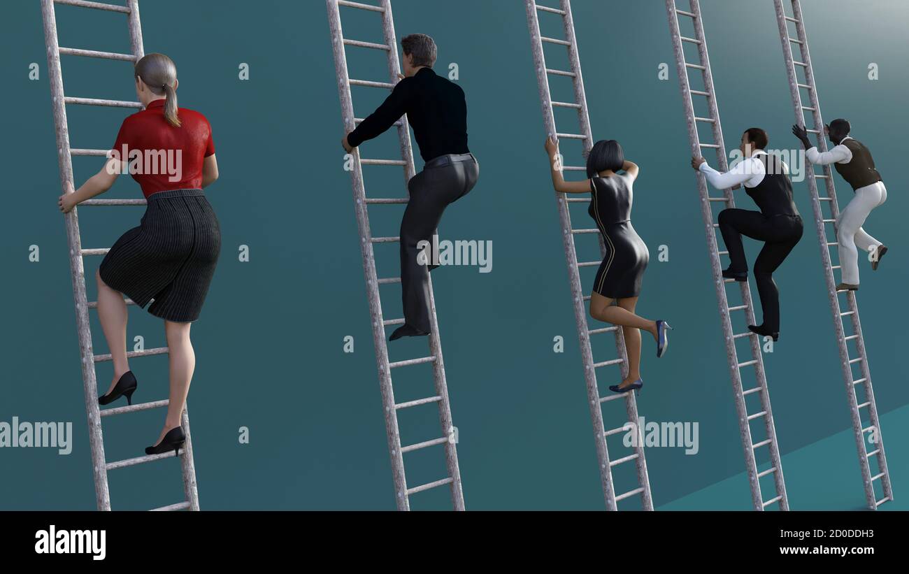 Business Competition with People Going Up Career Ladder Stock Photo - Alamy
