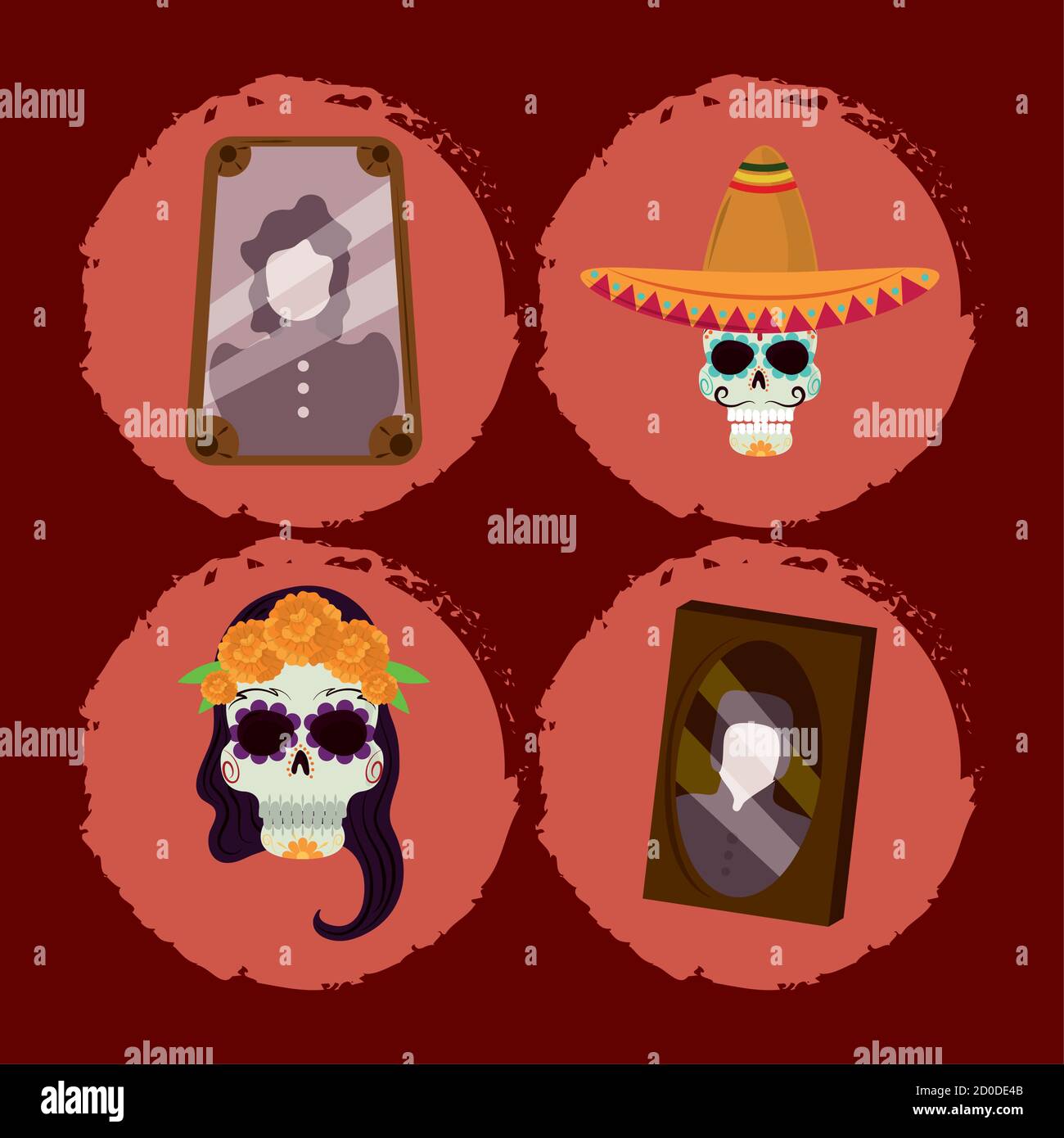 day of the dead, photos frame catrina skull with hat mexican ...