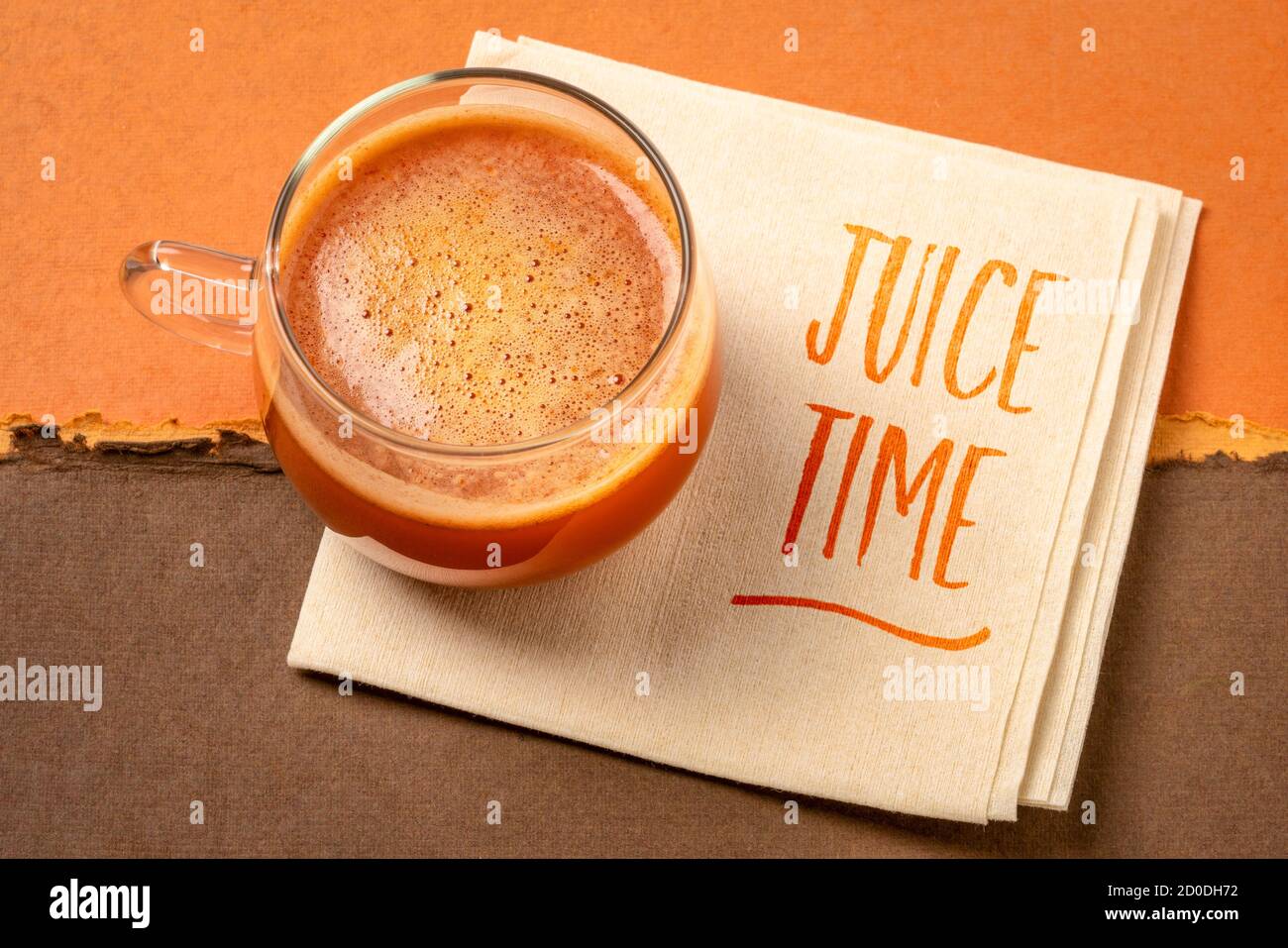 juice time reminder note - handwriting on a napkin with a glass cup of ...