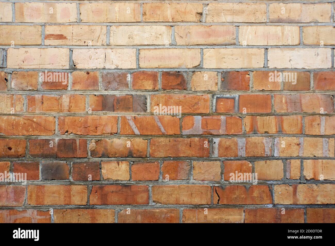 Brick wall background with cream bricks and textured patterns Stock ...