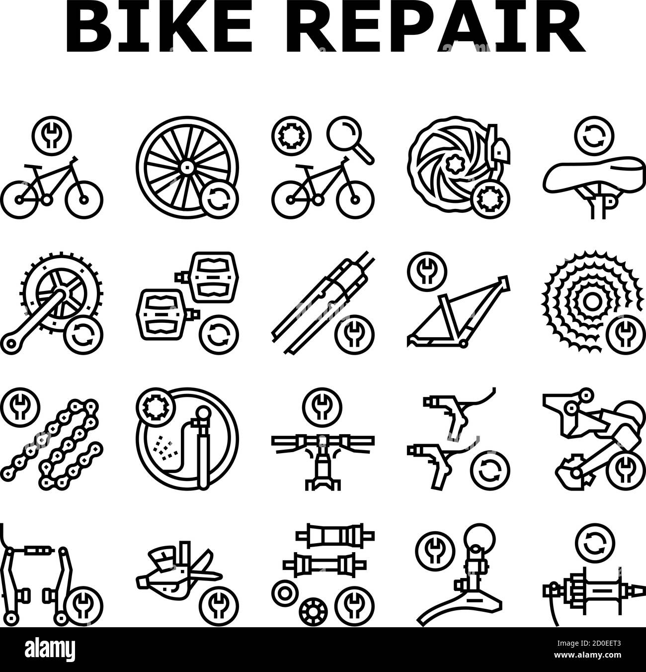 Bike Repair Service Collection Icons Set Vector Stock Vector Image ...